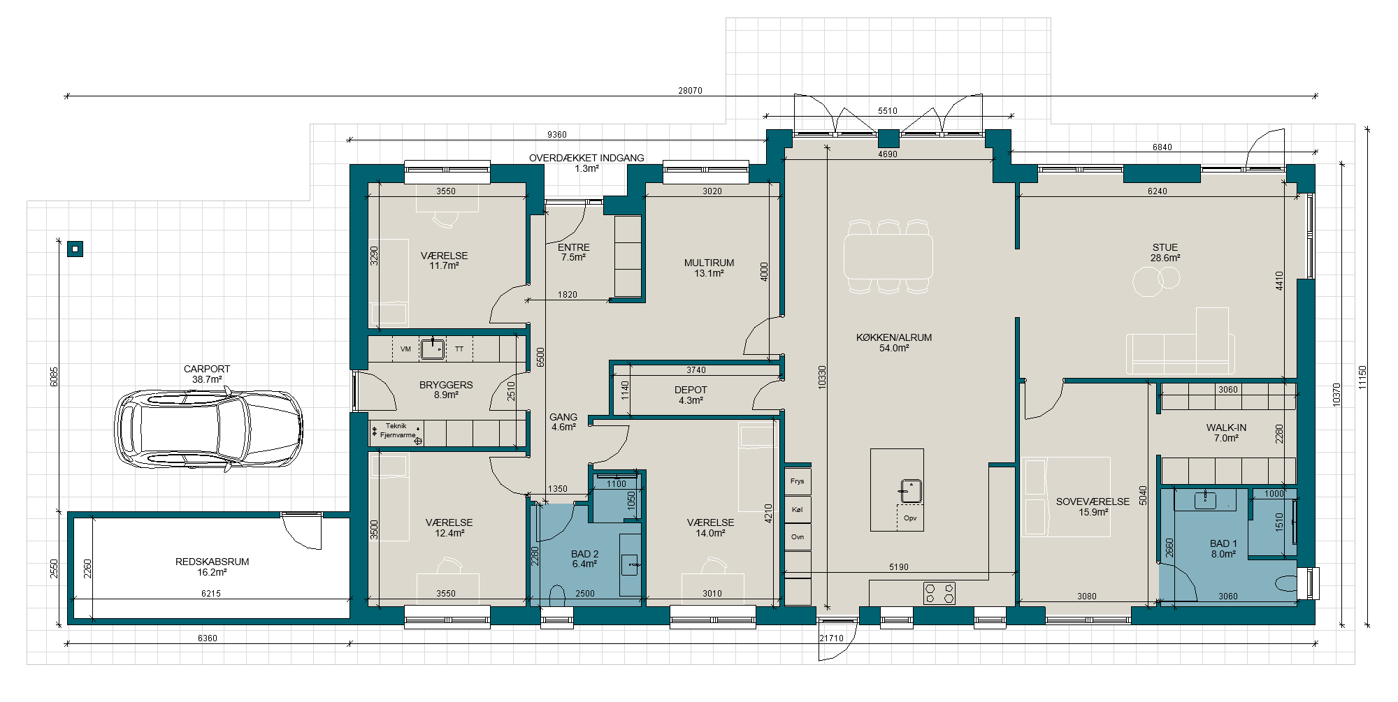 FV228 | Plantegning til nybyg | Milton Huse